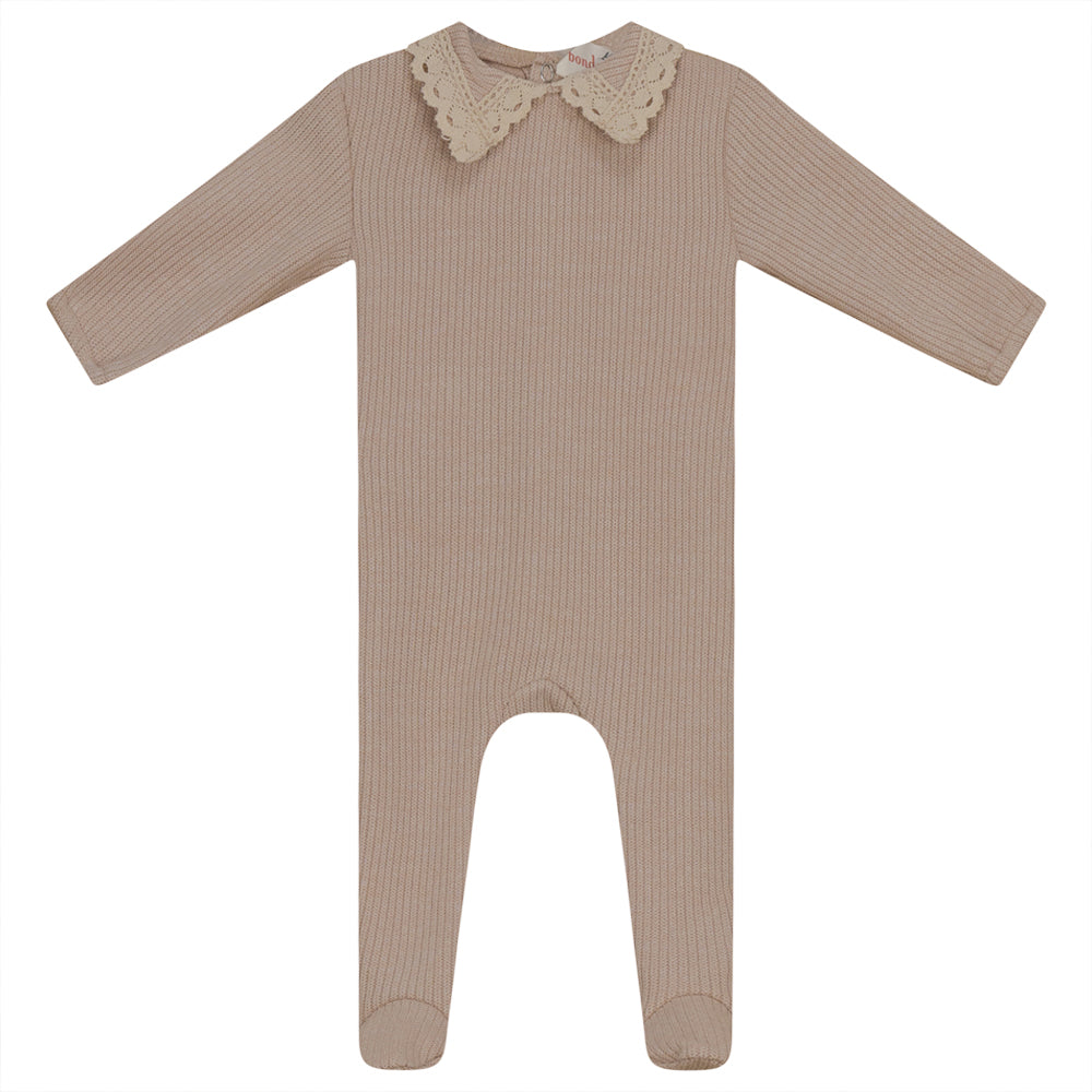Bondoux Bebe Lace Collar Sand Knit Footie – Infantinibaby